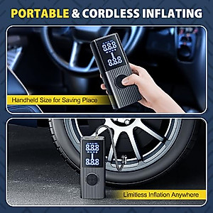Air Compressor, EnjoyNest Portable Tire Inflator Air Pump for Car Tires (Real 9000mAh &150PSI) Faster + Powerful + Enduring Car Accessories with Digital Screen for Cars, Bike, Inflatables, Balloons