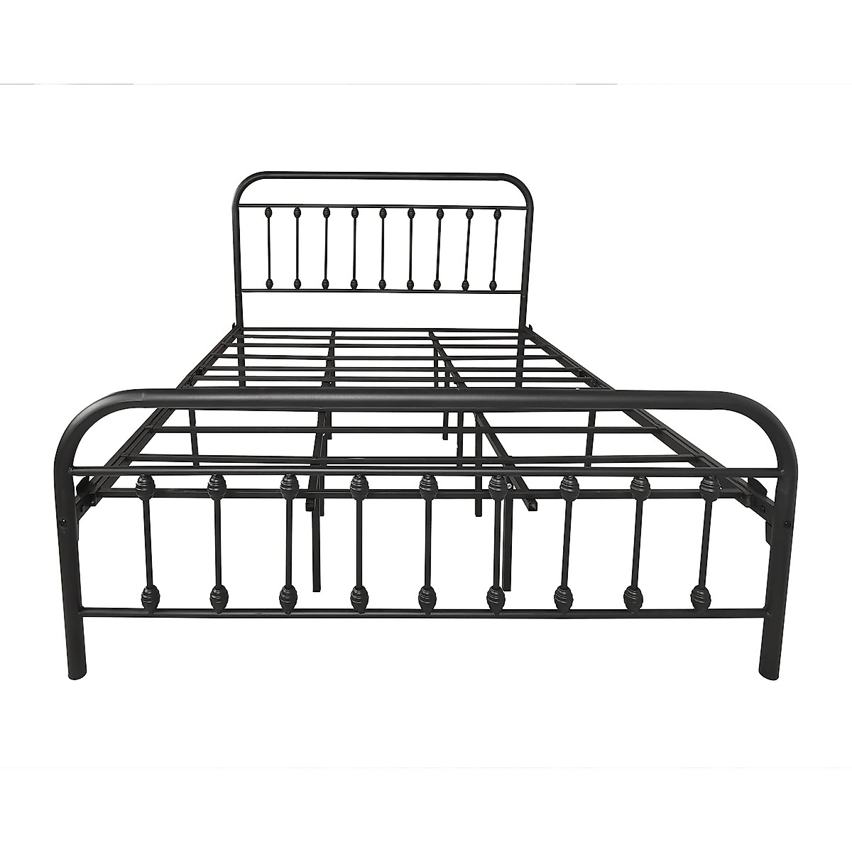 LAVHOME Queen Size Classic Metal Platform Bed Frame Mattress Foundation with Victorian Style Iron-Art Headboard/Footboard/Under Bed Storage/No Box Spring Needed/Black