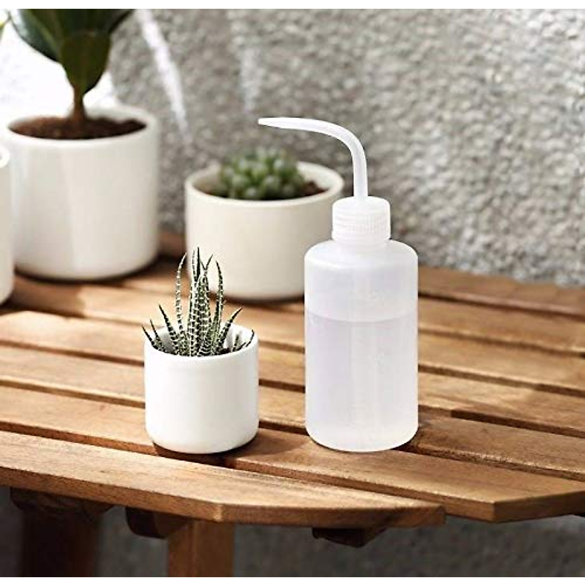 Mkono 2 Pack Watering Can, 250ML and 500ML Succulent Watering Bottle Plant Flower Squeeze Bottle Plastic Bend Mouth Safety Wash Bottle, Small and Medium, White