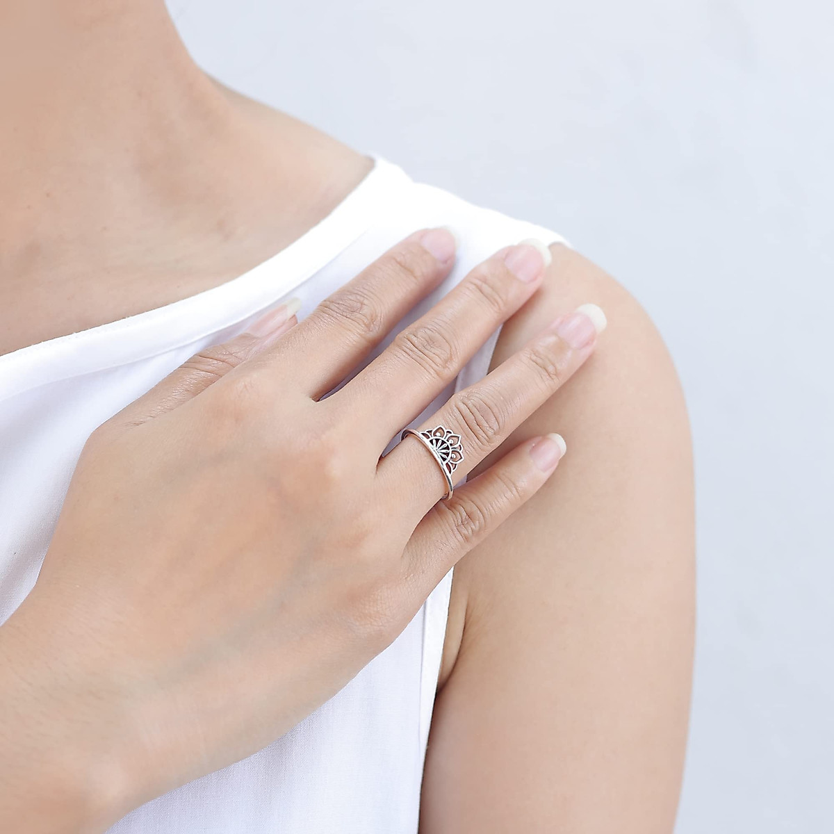 Boma Jewelry Sterling Silver Bohemian Lotus Ring, Size 8