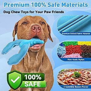 BIKIISEN Squeaky Interactive Dog Toys for Aggressive Chewers, Dog Chew Toys to Keep Them Busy, Indestructible Chew Dog Toy, Tough Dog Toys for Small Medium Dogs (Blue)