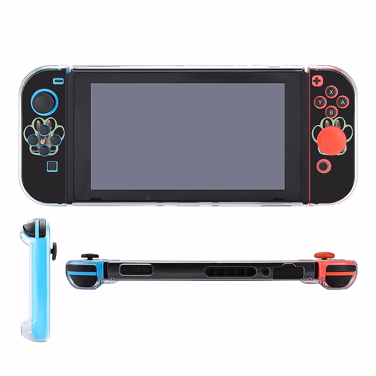 German Shepherd Dog Paw Protective Clear Case for Switch Game Controller Grip Cover Cute Printed