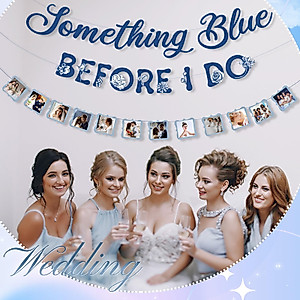 Yeaqee 2 Pcs Something Blue Before I Do Bridal Shower Decorations Including Something Blue Before I Do Banner Blue Photo Banner Bridal Party Decorations for Wedding Engagement Anniversary Party Decor