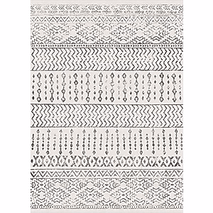 Art&Tuft Area Rug 5x7, Super Soft Ultra-Thin Moroccan Washable Rug, Anti-Slip Backing Rugs for Living Room, Foldable Geometric Machine Washable Area Rug(5'x7', Ivory)