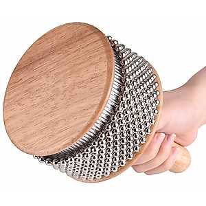 Studio Z 5.1in Wooden Cabasa with Stainless Steel Beaded Chain and Cylinder for Band / Music Latin Percussion Instrument
