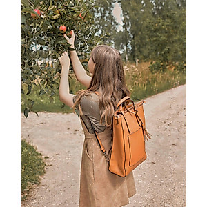 ECOSUSI Tote Bag Convertible Backpack Purse for Women Vegan Leather Handbag Multifuction Shoulder Bag