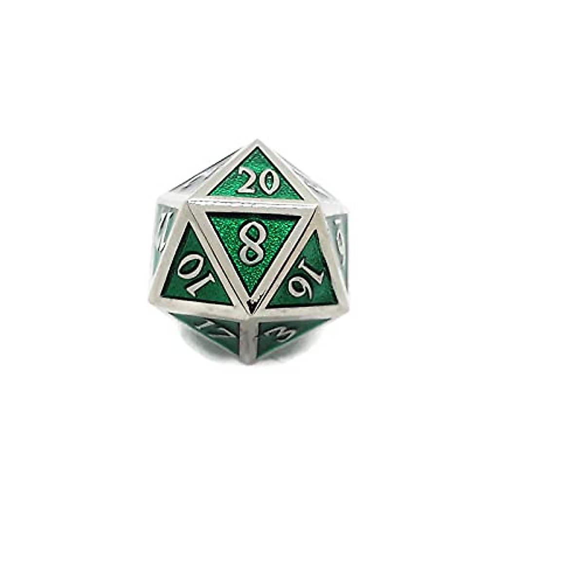 Green Metal D20 F*** Dice Critical Fail F 20 Sided Die Set DND Silver Chrome Color Number for Role Playing Game Dungeons and Dragons D&D Pathfinder Shadowrun and Math Teaching