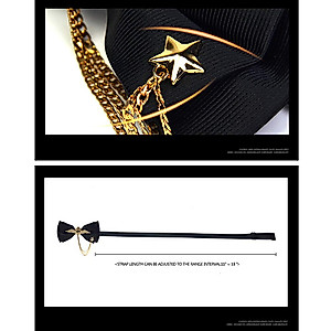 Manoble Men's Adjustable Bow tie Gold Metal Wings Chain Two Layer Neck Bowtie