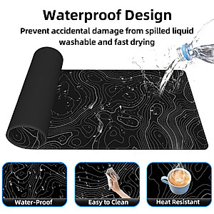 BZU Topographic Contour Extended Big Mouse Pad Large,XL Gaming Mouse Pad Desk Pad,31.5x11.8inch Long Computer Keyboard Mouse Mat Mousepad with 3mm Non-Slip Base and Stitched Edge for Home Office Work