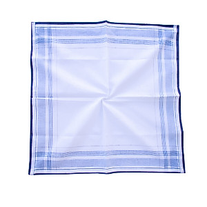 Men's handkerchiefs 100% Cotton White Color Border Hankies Pocket Square 43cm Square 9PCS