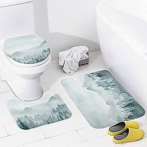 Roargy Bathroom Rugs Sets 3 Piece Bath Mat Forest Machine Wash Absorbent Soft Shower Tub Mat Toilet Non-Slip Home Decor Gifts for Boyfriend,20''×32''