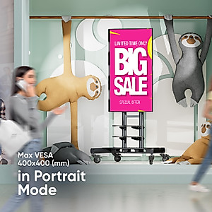 ONKRON Mobile TV Stand with Wheels Rolling TV Stand for 40-65 Inch LED LCD Flat or Curved Screen TVs up to 100 lbs - Height Adjustable TV Cart with Shelves - max VESA 600x400 (TS1351) Black