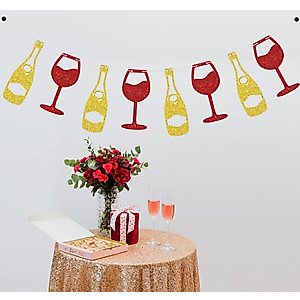 Wine Banner Gold Red Glitter, Wine Time Banner, Wine Tasting Party Decorations, Whisky Birthday Banner, Wine Tasting Party Supplies, Wine Bachelorette Party Decorations