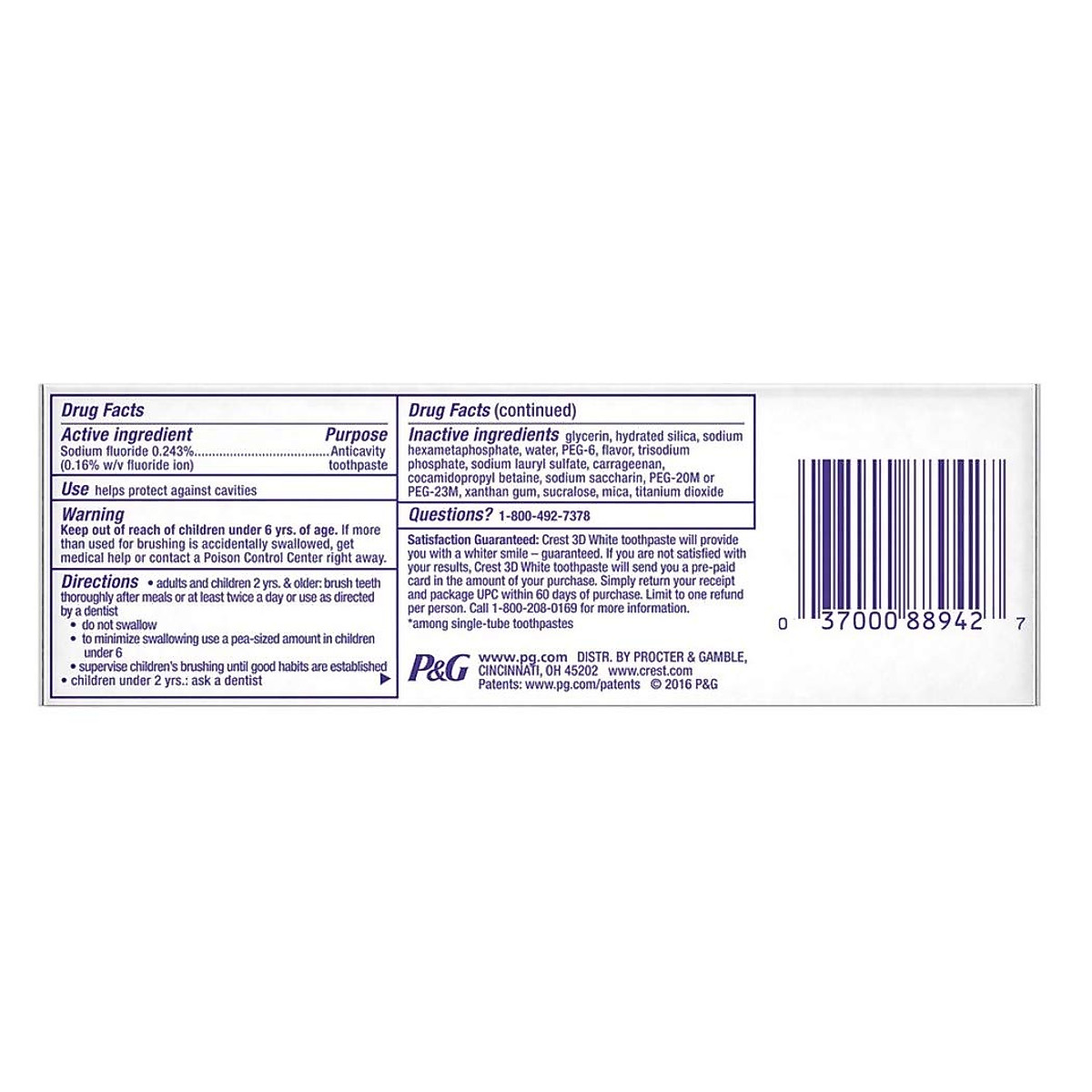 Crest 3D White Brilliance Toothpaste, Vibrant Peppermint 4.1 oz (Pack of 6)