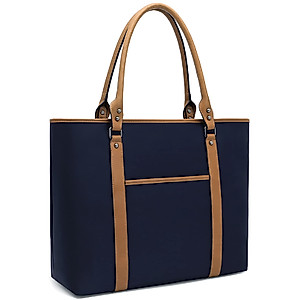 15.6 inch Laptop Bag for Women,Multi Pockets Large Work Bag,Lightweight Water Resistant Nylon Laptop Tote Bag Messenger Bag,Graduation Gifts,Blue