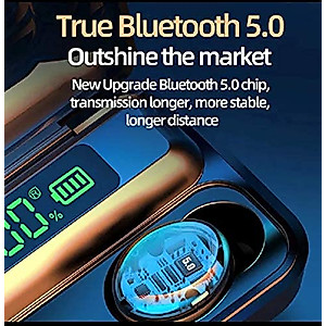 F9 True Wireless Earbud with Power Bank with Bluetooth Version 5. 1 Earbuds Portable case Charging, Sport Design, Built in Microphone (Black)