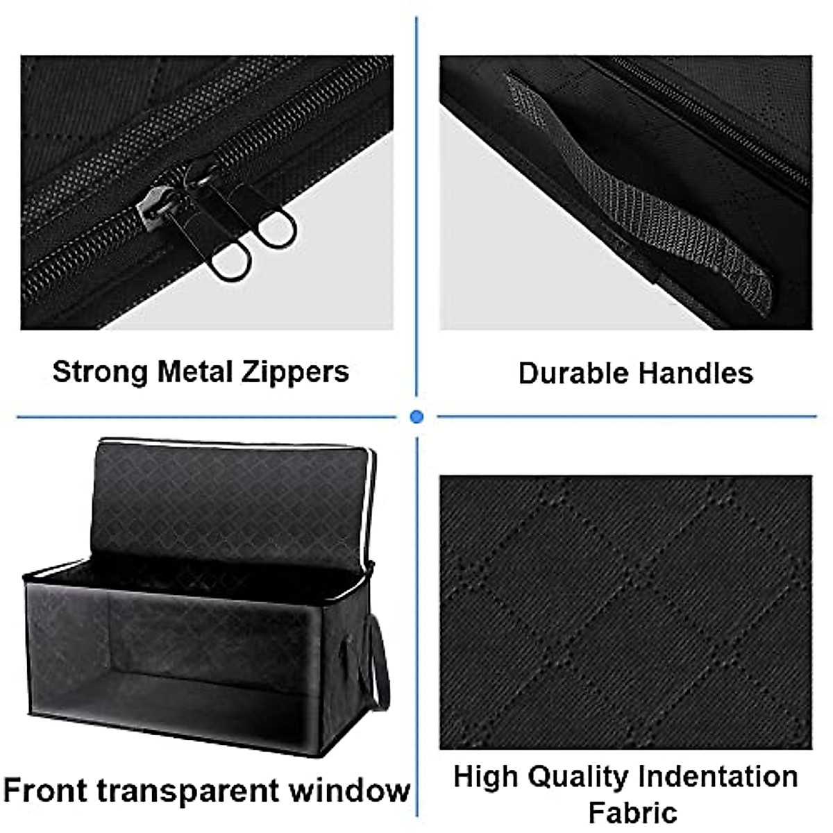 ASANMEYO 6 Pack Clothes Storage, Foldable Blanket Storage Bags, Clothing Storage Containers, Organization and Storage with Lid and Handle, Closet Organizers for Bedroom,Comforters, Toys, Bedding,Black