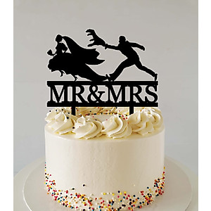 Funny Wedding Cake Topper - Playful Groom Chasing Runaway Bride with Oversized Hand - Perfect for Fun-Loving Couples and Humorous Weddings