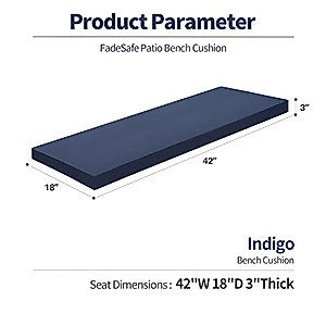 Patio Watcher Water-Resistant Bench Cushion for Patio Furniture, Garden, Porch Swing, Sofa Settee Couch | Outdoor/Indoor Bench Pads | 42 X 18 X 3 Inches | Blue