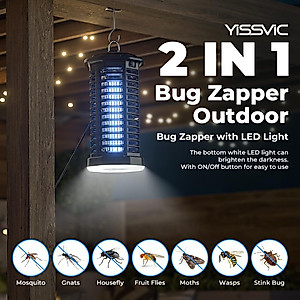 YISSVIC Bug Zapper Outdoor Indoor Waterproof Electric Mosquito Fly Zapper Killer Effective 4200V Plug in for Home Patio Office Courtyard