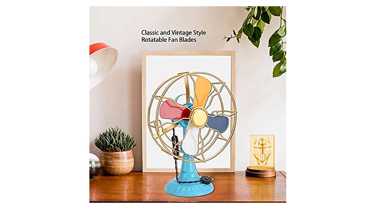 Ozgkee Vintage Table Fan Retro Style Exquisite Colors Durable Metal ...