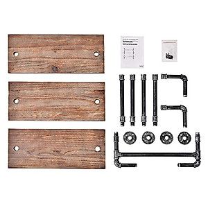 DR.IRON Industrial Pipe Wall Bathroom Shelf Rustic Bathroom Shelves with Towel Bar,24" Towel shelfs for Bathroom,Farmhouse Bathroom Shelving Unit Storage (3 tier-24)