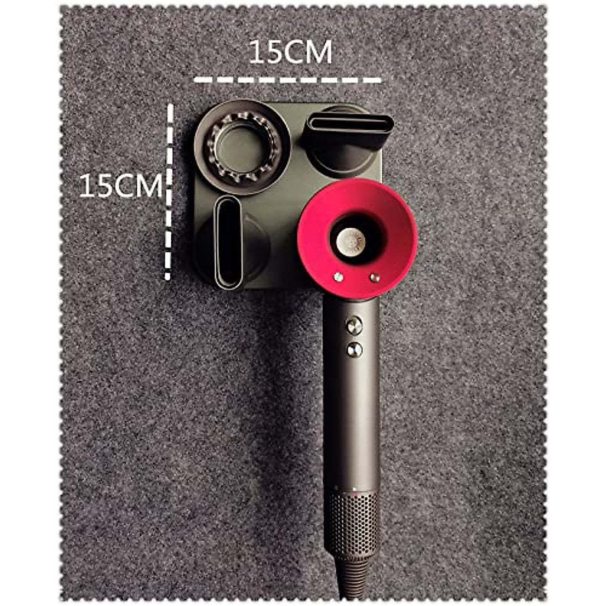Wall Mount Holder for Dyson Hair Dryer,Magnetic Wall Bracket Frame for Dyson Supersonic Hair Blow Dryer,Accessories Organizer Storage Bracket Rack Fits Curler Diffuser,Nozzles and Power Cable(Black)