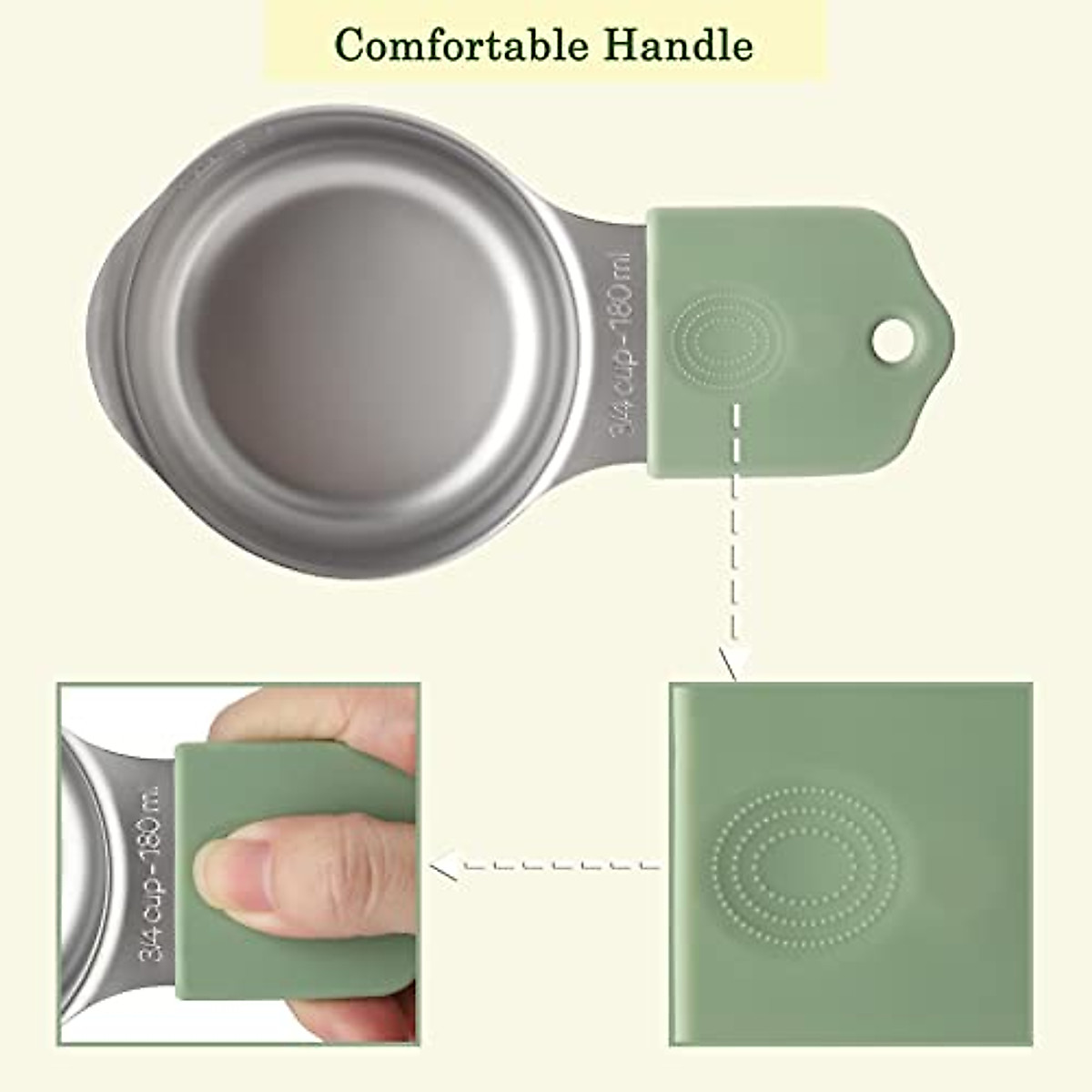 Magnetic Measuring Cups Set of 7 Stainless Steel Heavy Duty Measuring Cups for Dry & Liquid Ingredients (color)