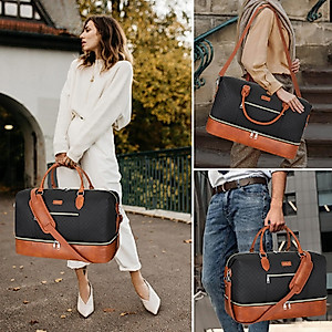 Weekender Bag for Women, Travel Duffel Bag Carry On Overnight Bag with Shoe Compartment Large Nylon Travel Weekend Tote Bag