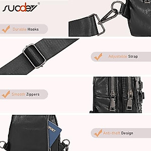 SUOSDEY Sling Bag Crossbody Bags for Women PU Leather Sling Backpack Travel Cycling Hiking
