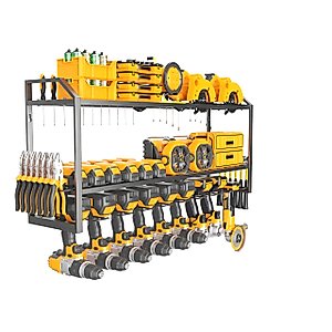 JOIRACK Power Tool Organizer Wall Mount,Drill Holders Wall Mount,Garage Tool Organizers,Power Tool Storage Rack,Powertool Organizer (3 Tiers 9 Drill Holder, 32 IN)