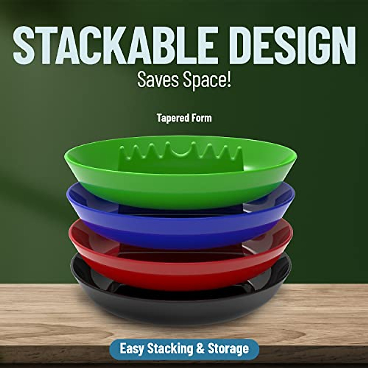 Ashtray for Cigarettes Outdoor Ash Tray Sets Patio Ashtrays: Large Home Plastic Indoor Ash Trays: 7 INCH Round, 4 PACK, Nice 4 Colors Strong Melamine