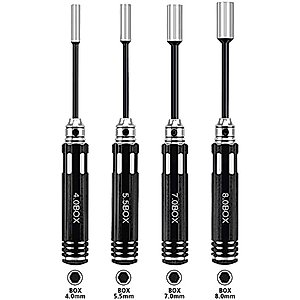 HRB 4PCS 4.0mm 5.5mm 7.0mm 8.0mm Hex Driver Set Allen Screwdriver RC Tools Flat Head Hexagon Screw Drivers Wrench Tool Kit for RC Quadcopter Helicopter Car Multi-Axis FPV Racing Drone Model Fixed-Wing