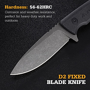 FLISSA Folding Pocket Knife, Fixed Blade Hunting Knife