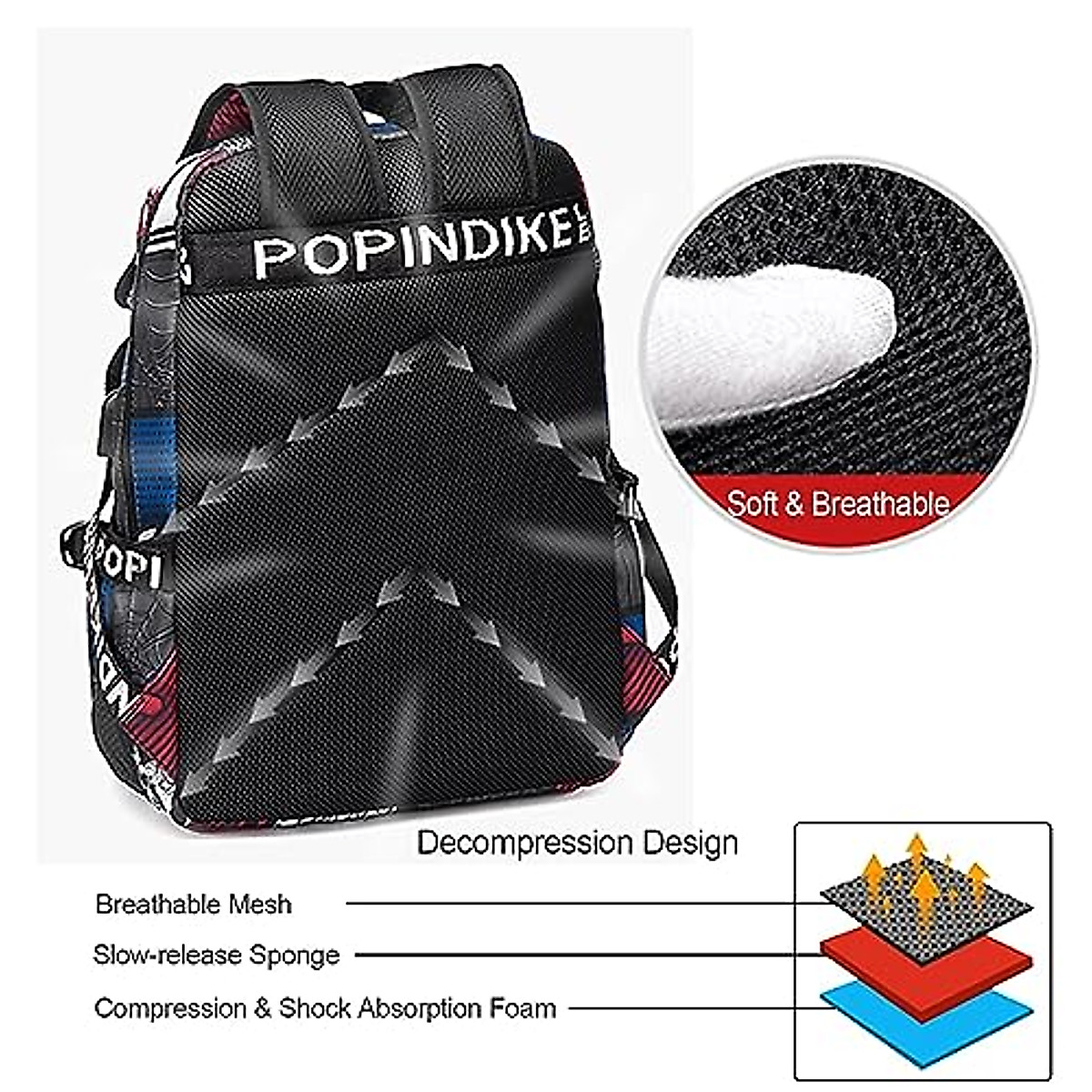 XKJFOTCY Shark Backpack for Boys, Fashion Multi-Functional Teens Bookbag, Laptop Backpack, Casual Daypack