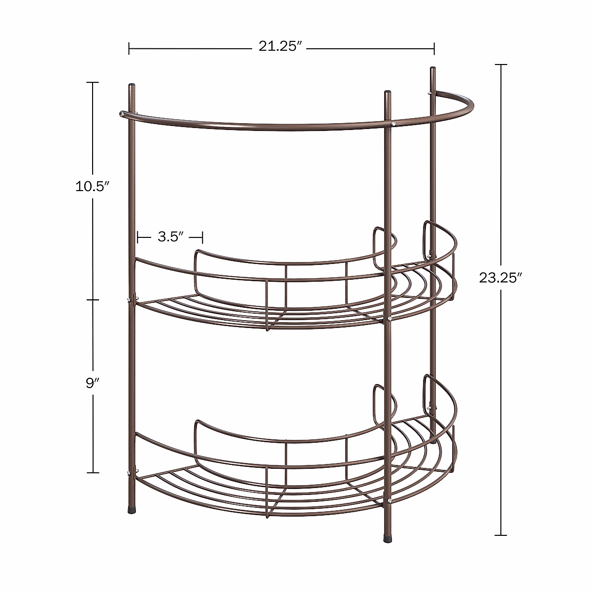 Lavish Home Compact Rack Pedestal Sink Organizer, (L) 21.25” x (W) 11” x (H) 23.25”, Bronze