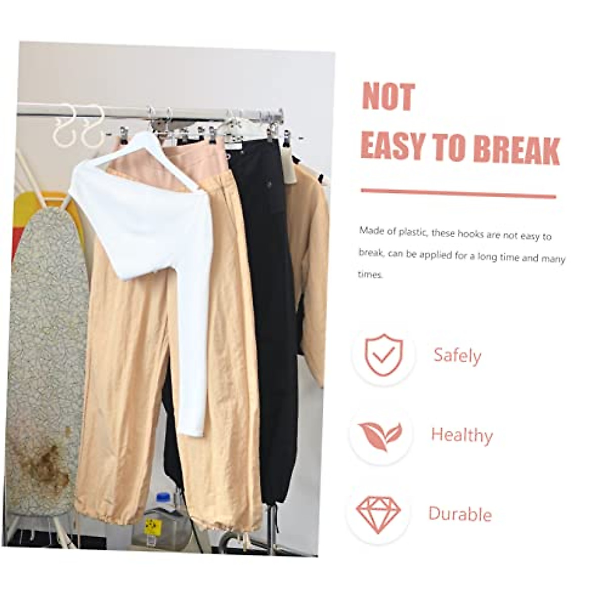 NOLITOY 40pcs No Towel Clothes Type Bags Sundries Free Headband Cups S-Shaped Hanging Jewelry S Organizer Hanger Shirt Anti-Drop Office for Plastic Hooks Metal Kitchen Punching Heavy Duty