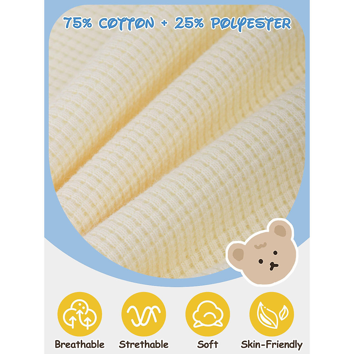 Resinta 3 Sets Boys Waffle Thermal Underwear Set Soft Winter Waffle Thermal Top and Bottom Long Johns Cotton Base Layer