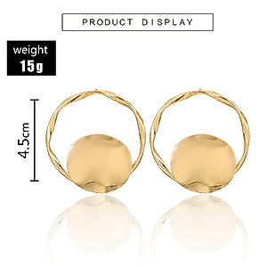 Doubnine Golden Statement Hoop Earrings Studs Metallic Minimalist Fashion Jewelry for Women (golden)