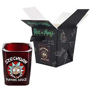 Rick and Morty Szechuan Dipping Sauce Shot Glass - Novelty Collectible Drinking Glasses - Perfect for Birthdays, Holidays, House Warming Parties, 2 fluid ounces
