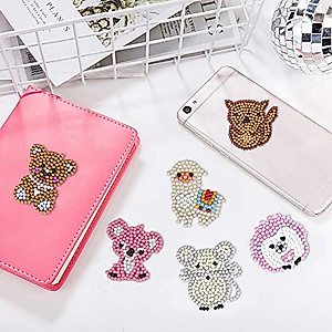 LASZOLA 36Pcs DIY Diamond Painting Stickers Kits for Kids, 5D Animal Sticker Paint with Diamonds by Numbers Kits Crafts Set for Children, Boys and Girls (Version 1)