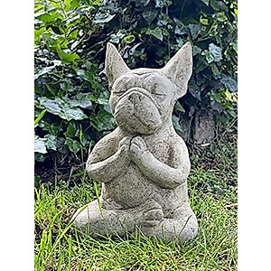 Meditating Dog,Meditating Sitting French Bull Dog, Dog Statue-Resin Zen Animal Yoga Figurine ,French Bull DogDecor, for Flower Beds Indoor Outdoor Lawn Garden Decor Sculpture Home furnishings