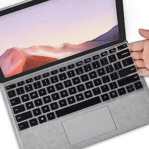 CaseBuy Keyboard Cover for Microsoft Surface Pro 7 Plus/7/6/5/4, US Layout, Black, Silicone