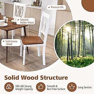 Giantex Dining Table Set for 4 w/Drop Leaf Round Kitchen Table & 4 Chairs, Dining Room Table w/Storage, Farmhouse Solid Wood Dinner Table Set for Kitchen, Living Room, Apartment, Space-Saving Design