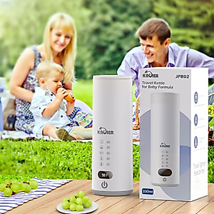 KNOIER Baby Bottle Warmer, 120V Portable Bottle Warmer for Travel, Electric Baby Formula Water Kettle, 5 Accurate Temperatures Contro, with Instant Breastmilk Function, for Journey On The Go