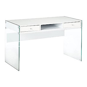 Coaster Home Furnishings Dobrev 2-Drawer Writing Desk Glossy White and Clear