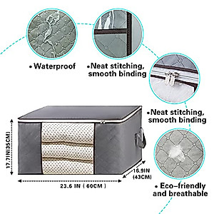 6 Pack Clothes Storage Bags Organizers- Durable, Foldable Clothing Storage Bags with Zipper and Sturdy Handles- 90L Large Storage Bags for Clothes, Pillows, and More- Blanket Storage Bags- Gray