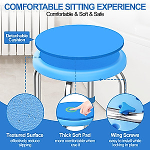UGarden Upgraded Shower Chair with Reinforced Crossbar Supports, 400LB Stainless Steel Round Shower Seat for Inside Shower, Adjustable Small Shower Stool w/Padded, Non-Slip Bathroom Chair for Elderly