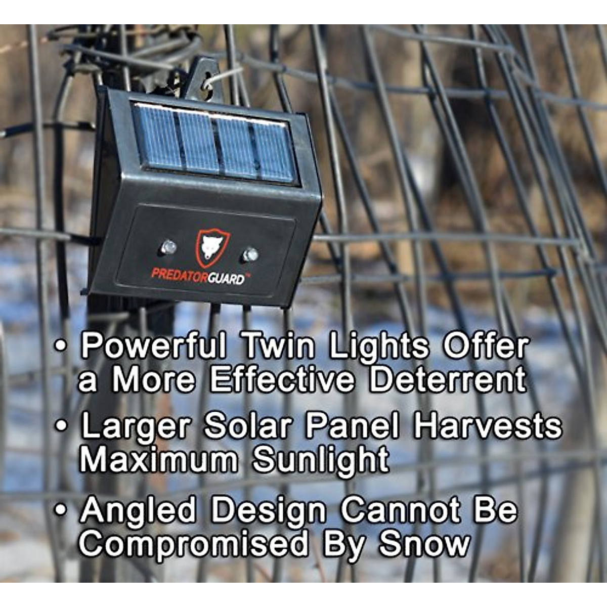 Solar Powered Predator Deterrent Light Scares Nocturnal Nuisance Animals Away - Nightime Deer Coyote Raccoon Wild Animal Repellent Device - Chicken Coop Accessories - Red LED Eyes