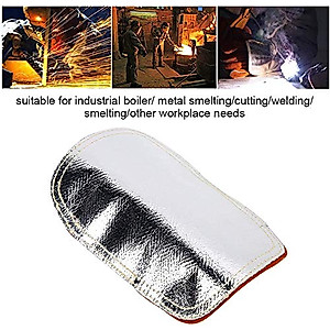 Dioche High Temperature Hand Guard Shield, Anti High Heat Transfer Flow Hand Guard Gloves Heat Shield Split Leather Leather Aluminized Back Weld Hand Pad